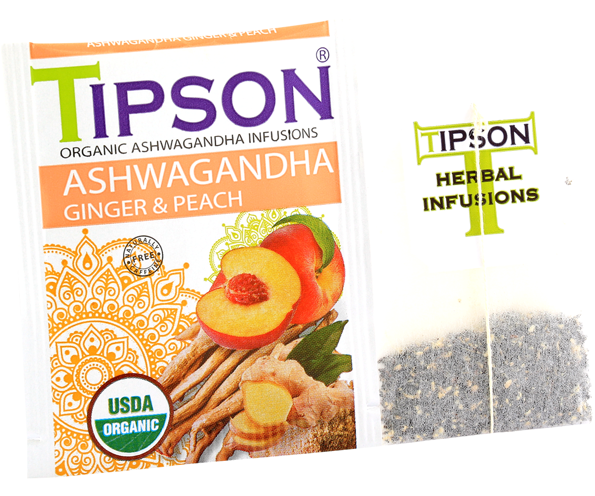 Tipson tea - Organic Ashwagandha With Ginger & Peach – Tea Store ...